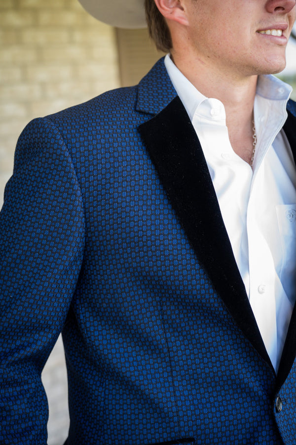 Midnight Blue Athletic Cowboy Sport Coat – Modern Western Statement Ja ...