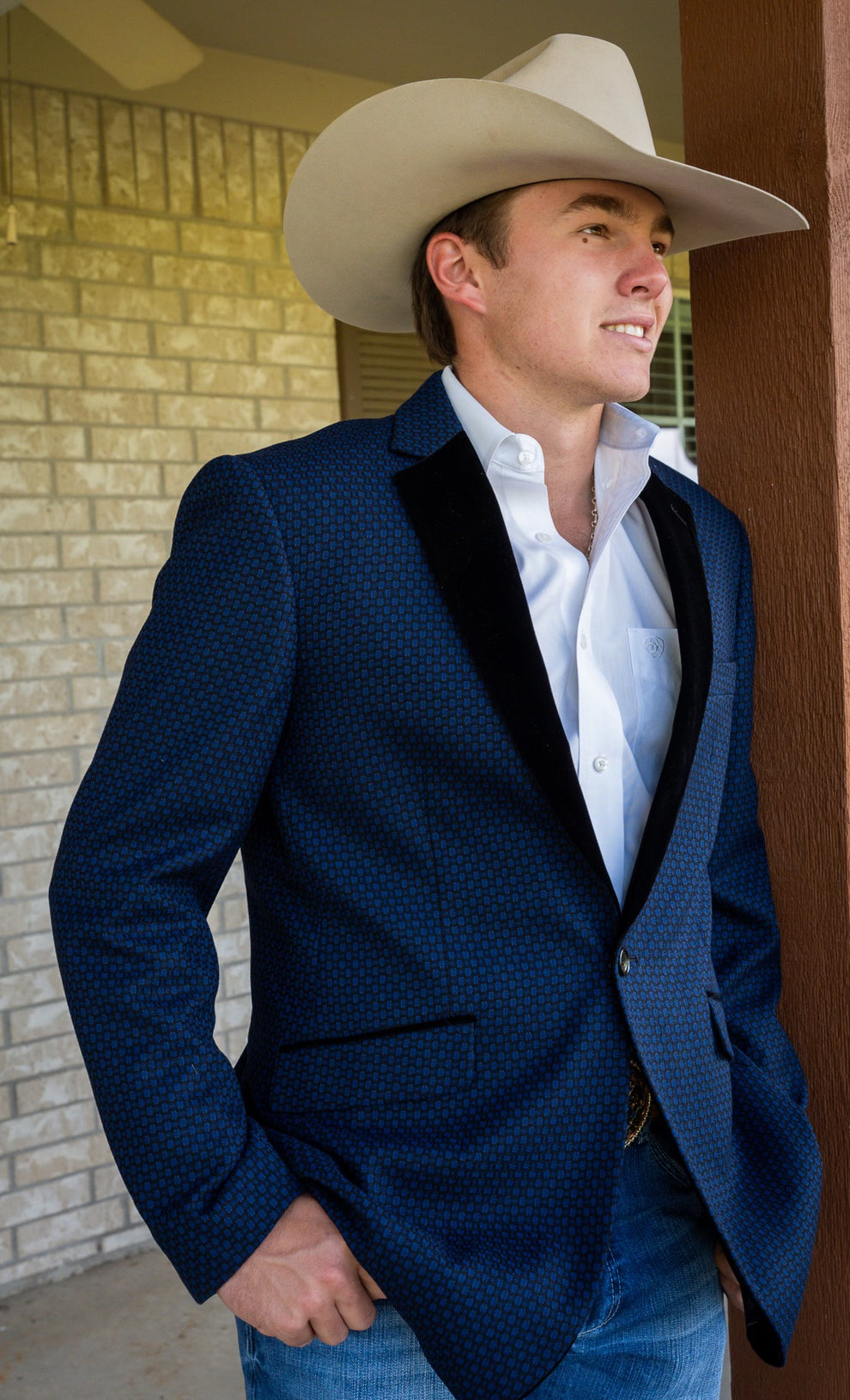 Midnight Blue Athletic Cowboy Sport Coat – Modern Western Statement Ja ...