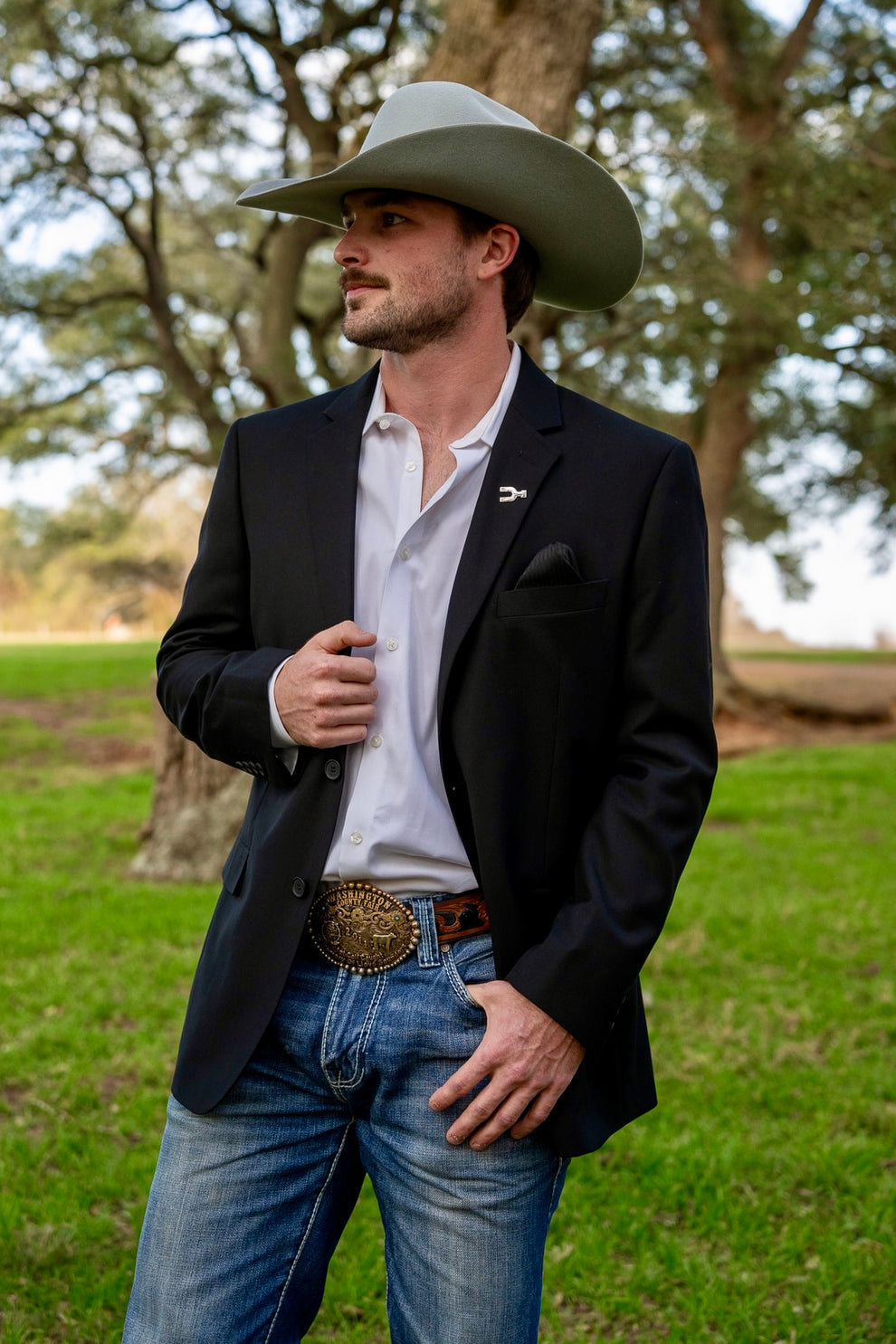 Solid Black Cowboy Sport Coat by Espuela Design Co. Classic Fit Wester