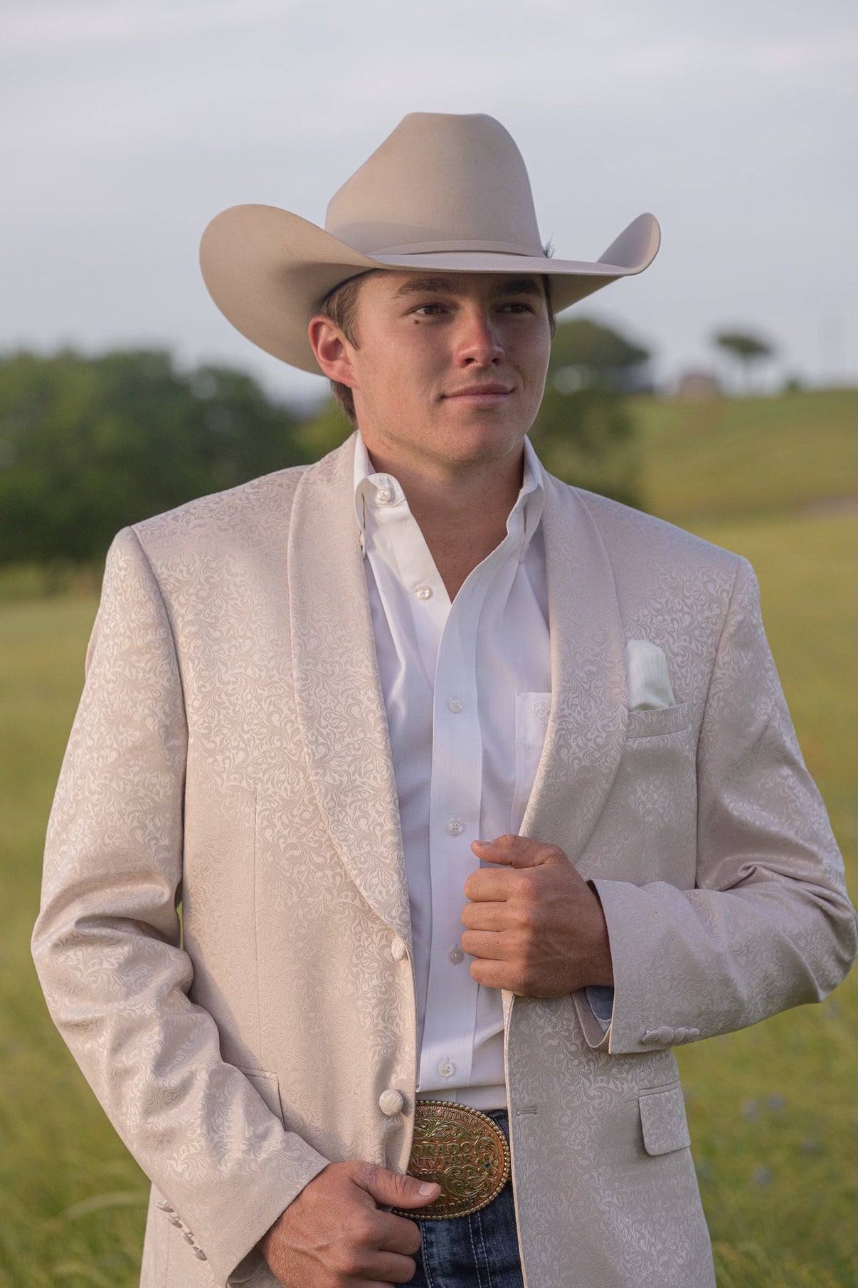 Cream Paisley Western Formal Jacket – Slim Fit Cowboy Sport Coat ...