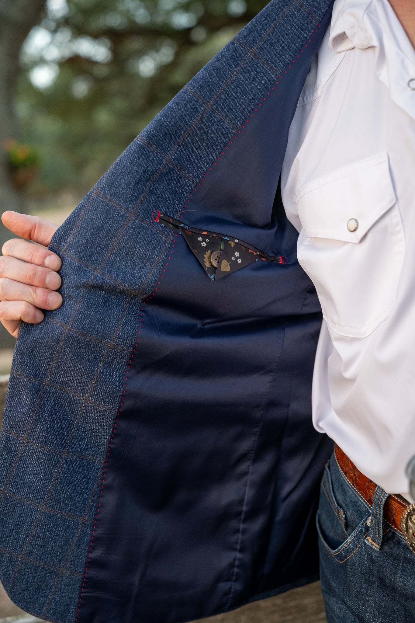 Denim Blue Windowpane Cowboy Sport Coat – Tailored Western Dress Jacke ...