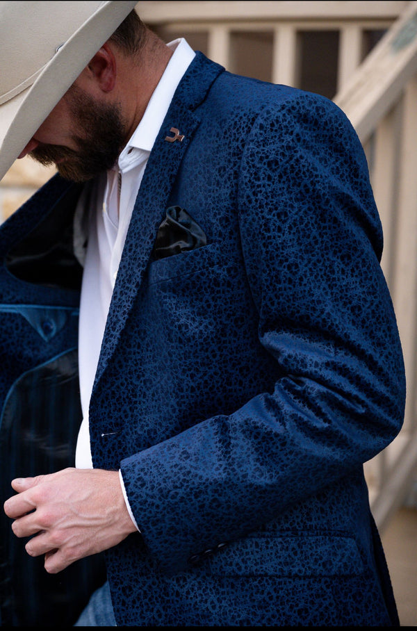 Indigo Blue Velvet Cowboy Sport Coat – Sharp Western Evening Jacket ...